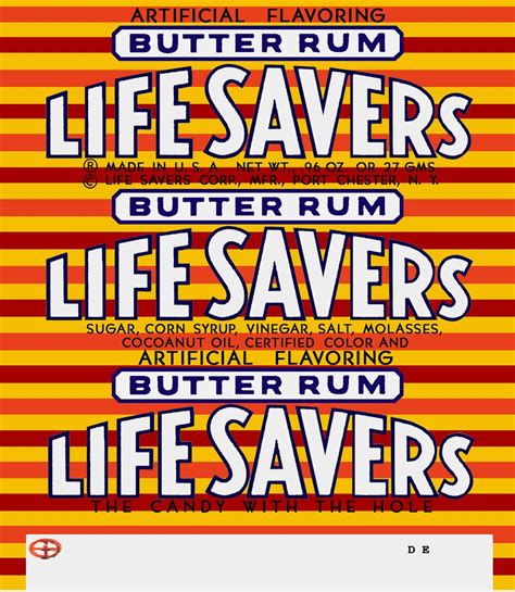 Lifesavers Roll Wrapper Butter Rum 1950s Life Savers Rum Savers