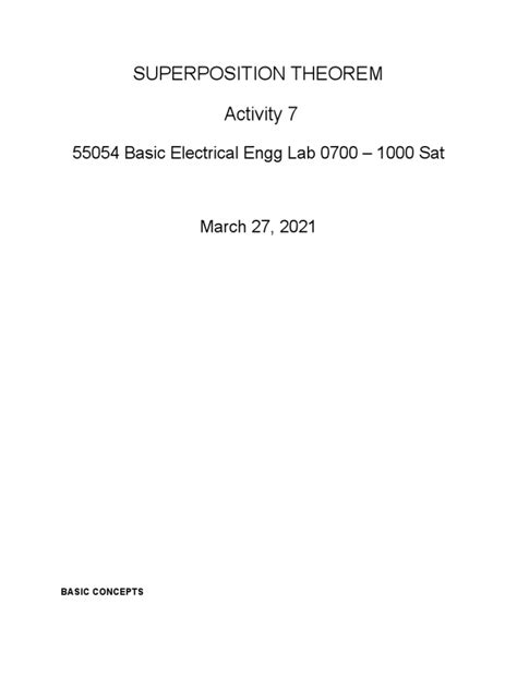 Superposition Theorem Pdf Electrical Network Electronic Engineering