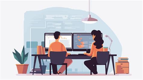 Young Female Programmer Concentrated On Monitor Screen Coding Premium