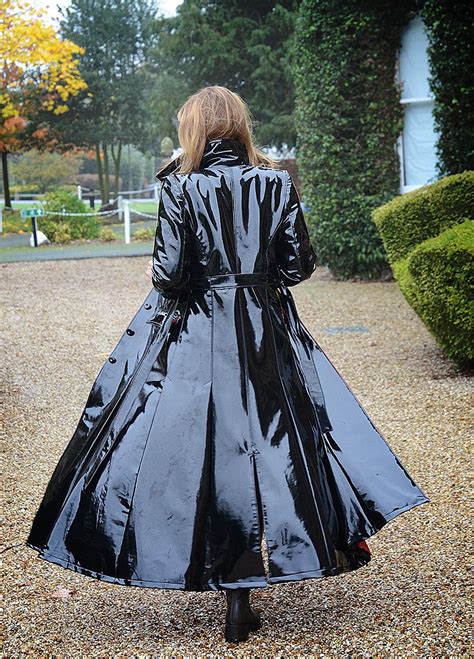 Splendid Black Pvc Mac In 2020 Black Raincoat Raincoats For Women