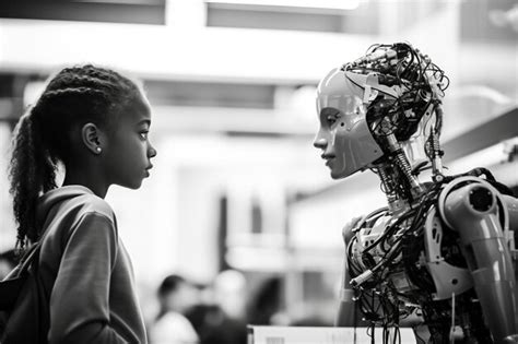 Premium Ai Image Science Girl Technology Classroom School Education Robot