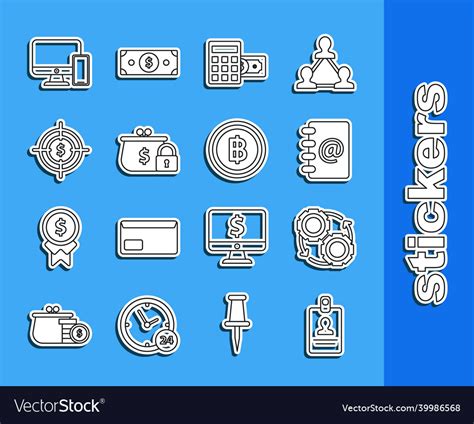 Set Line Identification Badge Address Book Vector Image