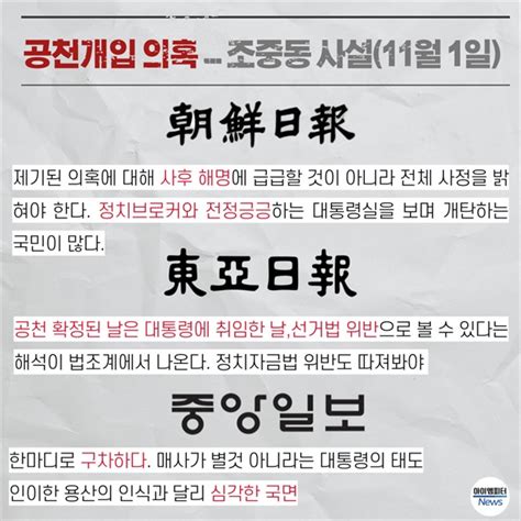 대통령 공천 개입 육성조중동 사설도 돌아섰다
