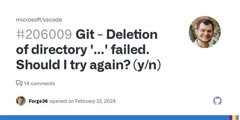 Git Deletion Of Directory Failed Should I Try Again Yn · Issue 206009 · Microsoft