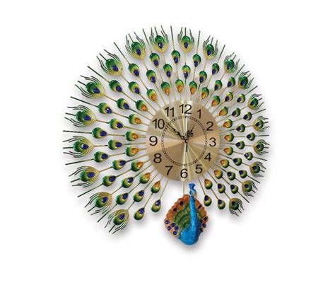 Buy 3d Multicolor Peacock Feather Metal Wall Clock At 22 Off Online