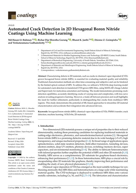 Pdf Automated Crack Detection In 2d Hexagonal Boron Nitride Coatings