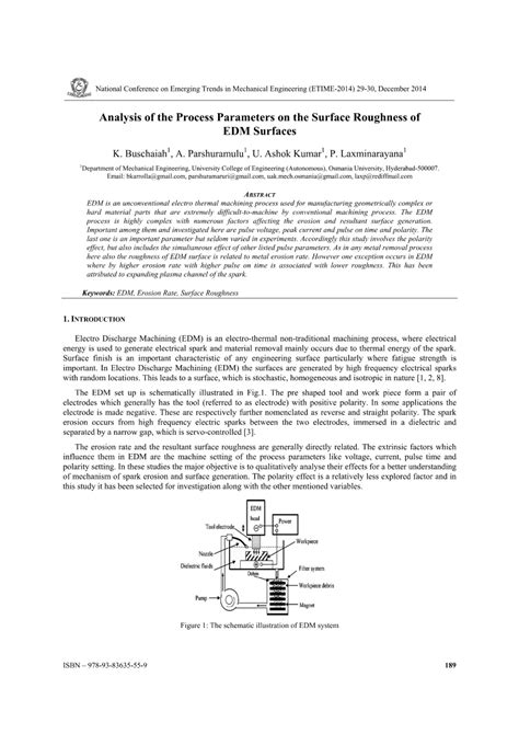 PDF Analysis Of The Process Parameters On The Surface Roughness Of EDM Surfaces