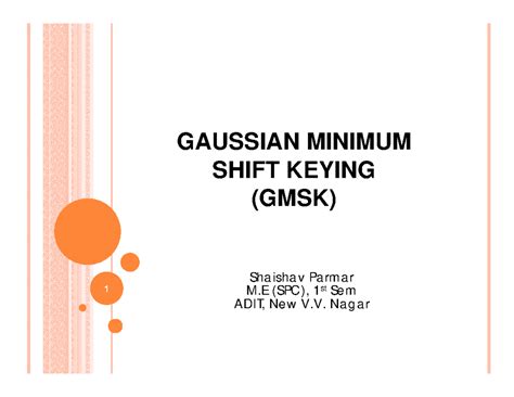 Gmsk Gaussian Minimum Shift Keying Gaussian Minimum Shift Keying