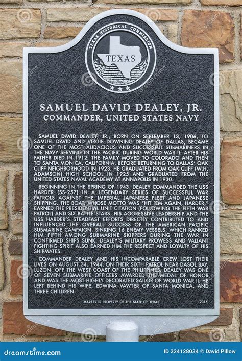 Texas Historical Commission Marker For Samuel David Dealey Jr
