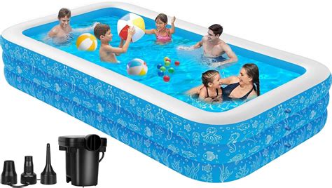 Utibia Extra Large Inflatable Pool Full Sized Blow Up With Pump For