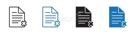 Document Error Icon Linear Graphics Set Vector In Black Stock Illustration Illustration Of