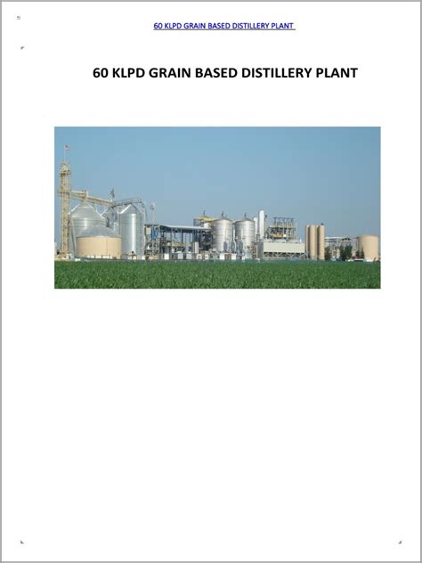 60 Klpd Grain Based Distillery A Snapshot Pdf Distillation Brewing