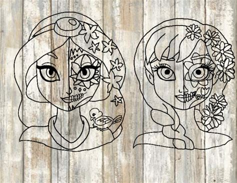 Disney Princess Sugar Skull Svg Cut File Coloring Page Etsy