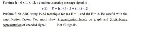 Solved For Time T T A Continuous Analog Message Chegg