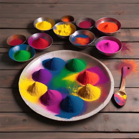 Premium Photo Holi Colours In White Plate