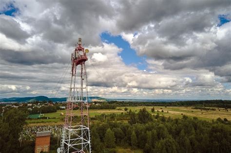 Premium Photo Aerial View Of Telecommunications Cell Phone Tower With