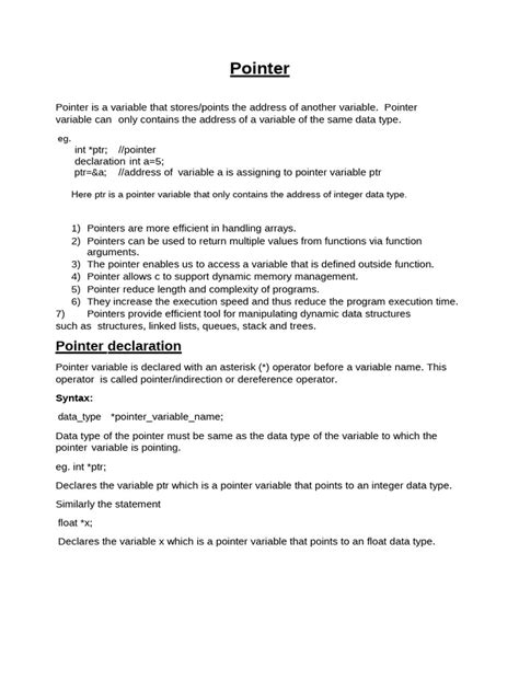 pointer notes by shraddha mam pdf pointer computer programming