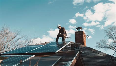 Man Installing Solar Panels On Roof Premium Ai Generated Image