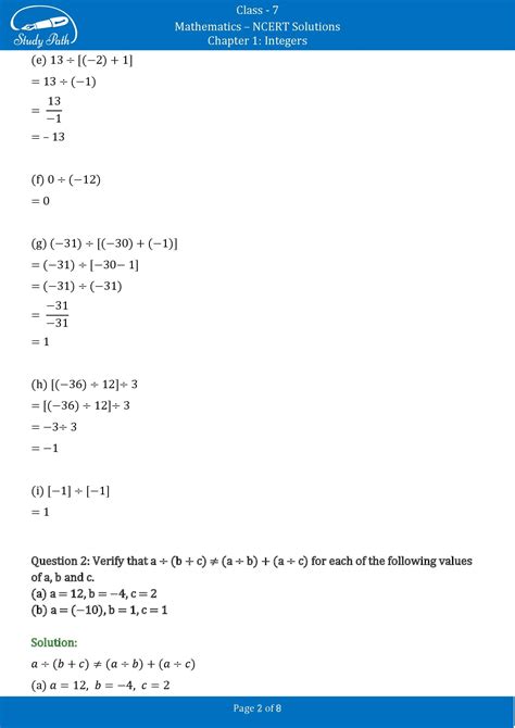 ncert solutions for class 7 maths chapter 1 exercise 1 3 intergers