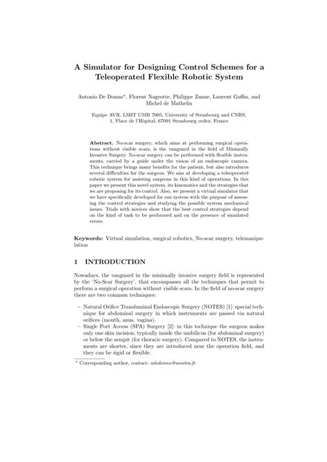 Pdf A Simulator For Designing Control Schemes For A Teleoperated Flexible Robotic System