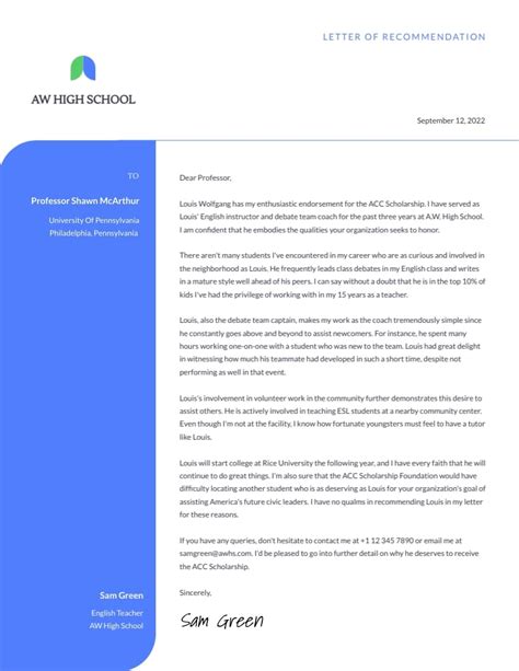 Client Recommendation Letter Template Visme