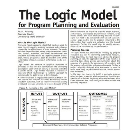 47 Logic Model Templates Free Word PDF Documents