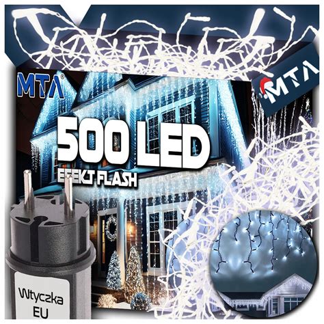Kurtyna Led Sople Lampki Zewn Trzne Flash Bia Y Zimny O Wietlenie M