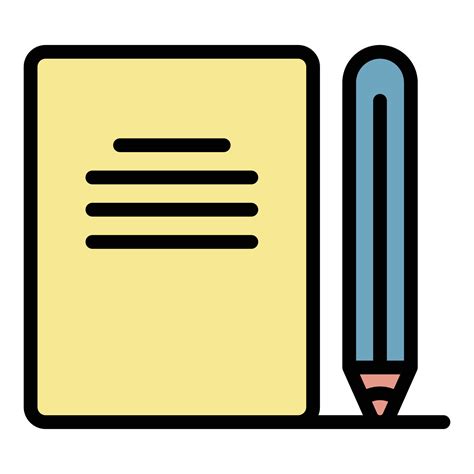 Notebook Pencil Icon Color Outline Vector Vector Art At Vecteezy