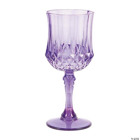 6 34 8 Oz Purple Patterned Bpa Free Plastic Wine Glasses 12 Ct
