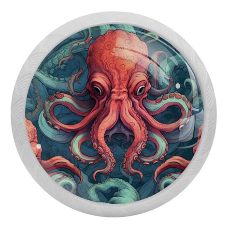 Octopus Pattern 4pcs Cabinet Knobs Pulls Fluorescent Drawer Handle