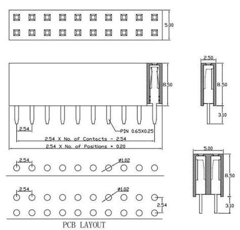Pin Headers Female 2 54mm 2x4pin Straight Black 11mm Makers