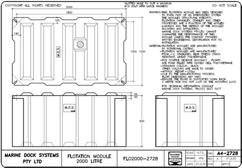 Flotation Module 2000 Litres Industrial Float Polyethylene Black Plastic Polyurethane Foam