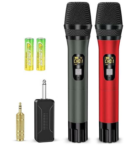 Voijump 무선 마이크 Metal Uhf 듀얼 핸드헬드 다이내믹 시스템 충전식 수신기가 있는 Microf 티몬