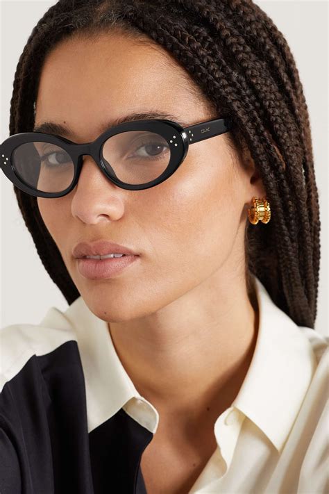 Celine Eyewear Oval Frame Acetate Optical Glasses Black Glasses Frames Womens Prescription