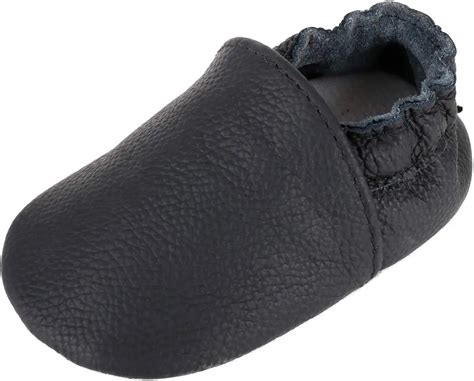 Yunten کفش پسرانه پسرانه دخترانه دمپایی خزنده چرمی موکاسین های نوزاد بر روی لوافر می لغزد