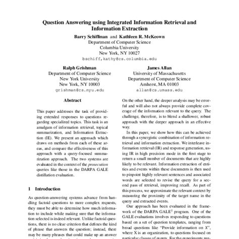 Question Answering Using Integrated Information Retrieval And