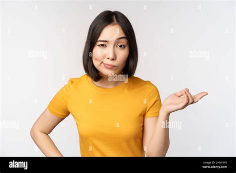 So What Unbothered Asian Woman Shrugging Looking Clueless Standing