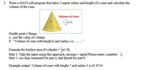 Solved Write A Matlab Program That Takes 2 Inputs Radius And