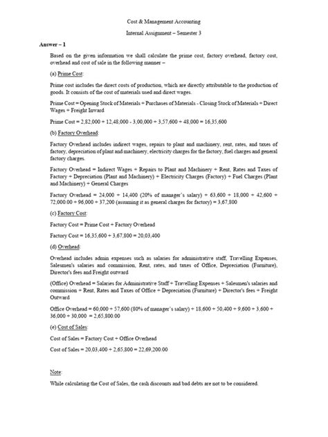 Cost And Management Accounting Sem 3 Pdf Cost Accounting Cost Of