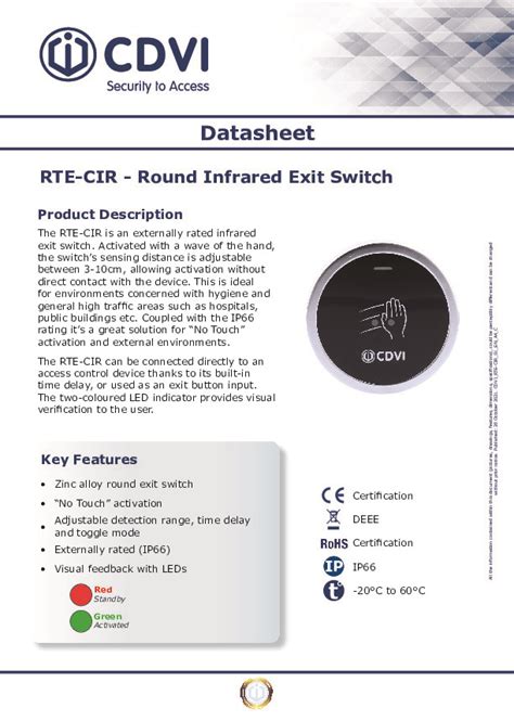 CDVI Round Wave Logo Infrared Exit Device From Alltrade