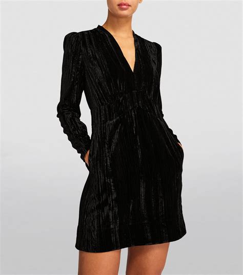 Womens ME EM Black Crushed Velvet Mini Dress Harrods CountryCode