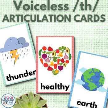 Voiceless TH Sound Articulation Cards For Speech Therapy Initial Medial Final