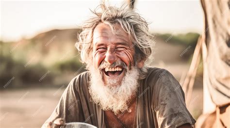 Premium Photo Poor Beggar Hungry Smiling Elderly Old Man From Africa