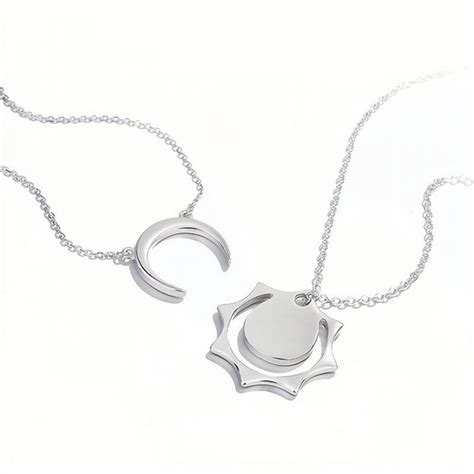Engravable Sun And Moon Necklaces For Couples In Sterling Silver