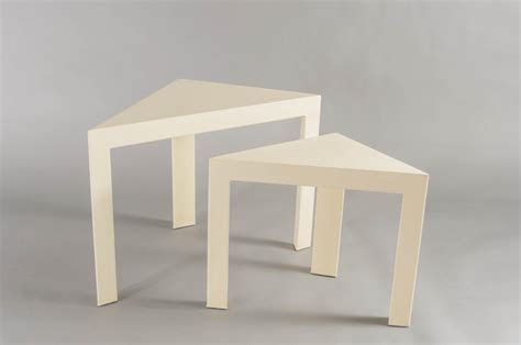 Contemporary Cream Lacquer Corner Nesting Side Table By Robert Kuo For