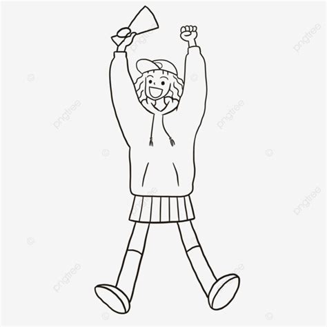 소녀 응원 만화 낙서 귀엽다 애니메이션 색칠 페이지 귀여운 일러스트 캐릭터 클립 아트 꼬마 소녀 환호하다 귀엽다 Png 일러스트 및 벡터 에 대한 무료 다운로드
