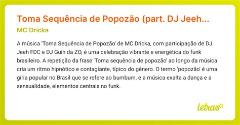 Significado Da Música Toma Sequência De Popozão Part Dj Jeeh Fdc E Dj