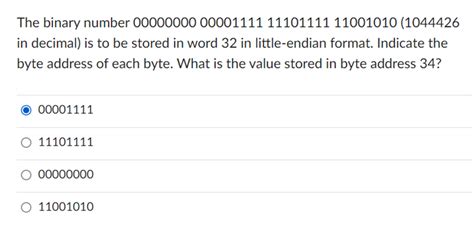 Solved The Binary Number 00000000 00001111 11101111 11001010