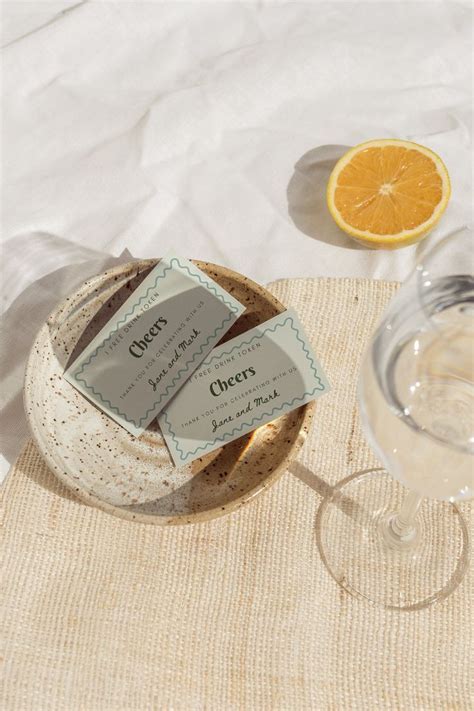 Sage Green Drink Token Wedding Drink Tickets Template Free Drink Ticket Wavy Border Colourful