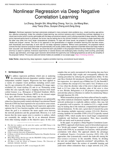 Pdf Nonlinear Regression Via Deep Negative Correlation Learning